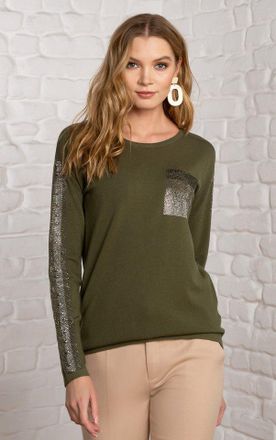 Passioni Strickpullover mit Strassdetails