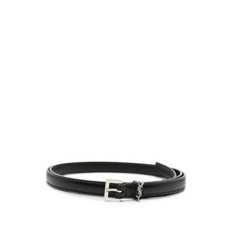 Saint Laurent Cassandre Extra Thin Belt In Smooth Leather