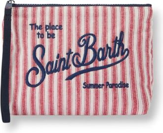 MC2 Saint Barth Femme, Sacs, Rouge, Taille: ONE Size Aline Clutch Bag in Cotton Micro Triple Stripes 2151
