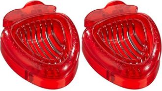 Fackelmann Fackelmann Erdbeerschneider, Beerenzerteiler f&uuml;r das Garnieren und Dekorieren von Desserts (Farbe: Rot/Silber), Menge: 1 St&uuml;ck (Packung mit 2)