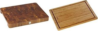 WMF Schneidebrett XL 40 x 32 x 4 cm, Holz, Akazienholz & Schneidebrett Bambus natur, 45 x 30 x 1,9 cm, Bambus Brett, Holzbrett groß - Tranchierbrett mit S