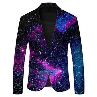 Generic Veste pour homme - Aspect paillettes - Impression &agrave; paillettes - Coupe ajust&eacute;e - Costume de f&ecirc;te disco - Pour carnaval, mariage et sc&egrave;ne (pas de v&eacute;rit