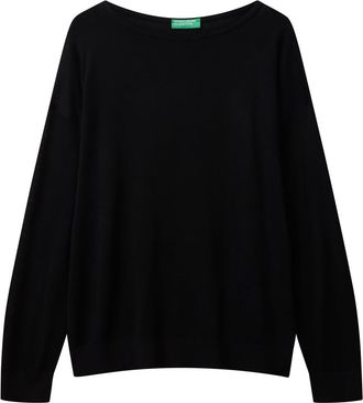 Benetton Damen Maglia Sc Barca M/L 103vd10av Pullover, Schwarz, M