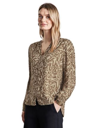 Street One Damen A345323 Bedruckte Bluse, Honey Sand, 46 EU