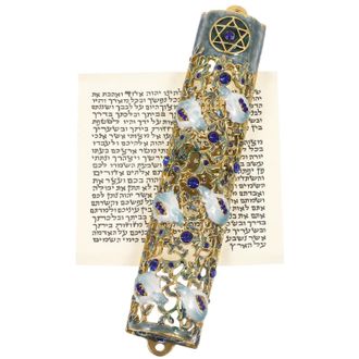Artibetter Mezuzah Türdeko mit Segensrolle aus Robustem Legierungsmetall Traditionelle Jüdische Chanukka Dekoration für Haustür Schützendes Symbol für Festliche 