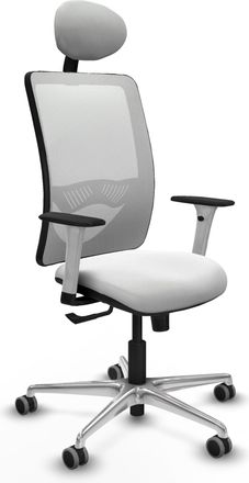 Piqueras y Crespo Wei&szlig;er Schreibtischstuhl mit Rollen Zulema mit wei&szlig;en und schwarzen Armlehnen, h&ouml;henverstellbare Lendenwirbelst&uuml;tze und festes Kopfteil, ausgestattet 