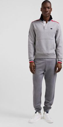 Eden Park Sweatshirt Col Maillot En Coton Gris Chin&eacute; Broderie Xv De France Coupe Regular