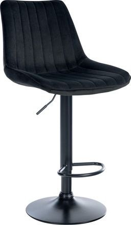 Clp Barhocker Toni Samt | Höhenverstellbarer Thekenhocker mit Rückenlehne | Barstuhl mit Metallgestell, Farbe:schwarz, Gestell Farbe:schwarz