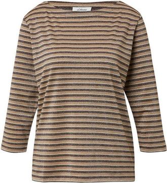 s.Oliver 3/4-Arm-Shirt T-Shirt Shirt mit U-Boot-Ausschnitt und Glitzergarn