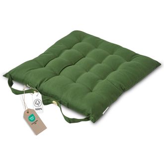 Homescapes Stuhlkissen 40x40 cm olivgr&uuml;n - Sitzkissen Outdoor/Indoor mit Baumwollbezug, Sitzpolster waschbar und Oeko-TEX-Zertifiziert f&uuml;r Esszimmer-, K&uuml;chen- & 