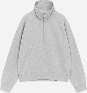 Arket French-Terry-Sweatshirt Mit Kurzem Rei&szlig;verschluss -Grau