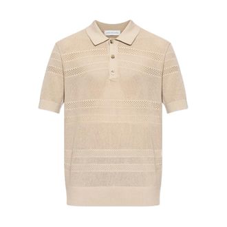 Dries Van Noten Homme, Tops, Beige, Taille: M Mesh Polo