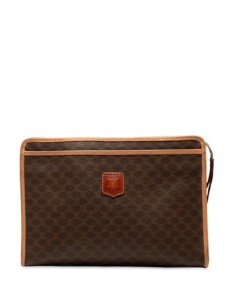 Celine 2018 Macadam Clutch aus beschichtetem Canvas - Braun