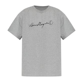 Maison Margiela T-Shirt mit Print-Logo - - Tops - Herren - Grau - XL