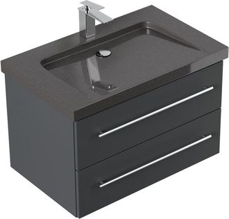 Magnolia Home Badm&ouml;bel Granit India Black Damo 75 cm 1 Hahnloch SoftClose grafit