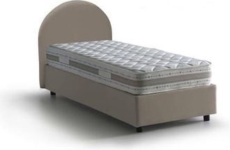 Talamo Italia Einzelbett Vittoria, Bettkasten mit Kunstlederbezug, 100 % Made in Italy, seitliche Öffnung, inklusive Matratze 80 x 190 cm, Taupe