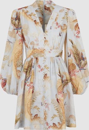 Zimmermann Robe Courte Ascension Light Blue Palm Floral