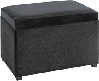 Haku Möbel Sitztruhe schwarz, MDF, Textilgewebe Cord - Maße: B 58 cm x H 42 cm x T 39 cm, Style: Modern