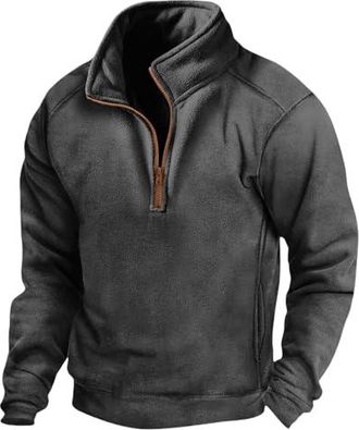 Generic Pull à col rond pour homme - Automne - Manches longues - Haut sans capuche - Chemise dextérieur à manches longues - Sweatshirt décontracté, gris, XXL