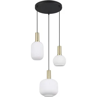 Trio Suspension, Suspension trois lampes 30 cm Diva Blanc en Verre