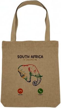 Fabulous Sac Shopping Tote Bag Aspect Lin - South Africa Is Calling Me Elephant Animals - Sac de Courses Toile Epaisse 360g Beige Naturel Cabas Port&eacute; Epaule So