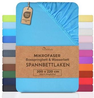 NatureMark Drap-Housse en Microfibre - Plusieurs Tailles et Couleurs - Produit de Marque (200 x 220 cm - 40 cm, Turquoise)