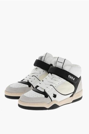 Dsquared2 Leather SPIKER High-Top Sneakers with Contrasting Details size 41