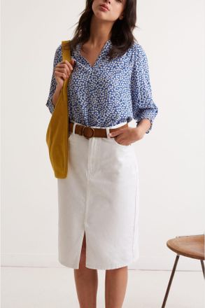 Gerard Darel Jupe droite en denim - BICENTE - Blanc