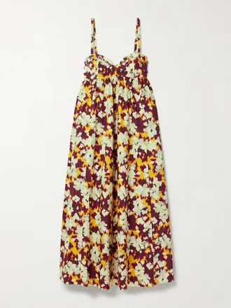 Ulla Johnson Robe Midi En Popeline De Coton Imprimée À Ornements Harlan - Jaune