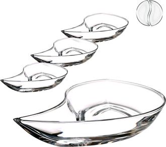 Cristalica Schale Servierschale Kabarett Buffet Brunch Glas Kristallklar 28cm (4er Set)