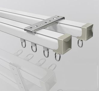 Generic Double Rail De Rideau en Aluminium À Fixation Murale Rail Rideaux Plafond Rail À Rideau Coulissant pour SéParateur De Pièce Salon Chambre avec Poulies