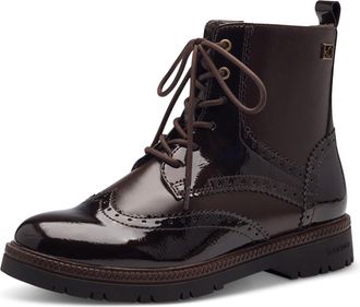 s.Oliver Damen Schn&uuml;rstiefel ohne Absatz mit Rei&szlig;verschluss Vegan, Braun (Dark Brown), 36 EU