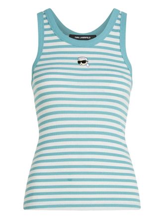 Karl Lagerfeld débardeur côtelé à rayures - Bleu