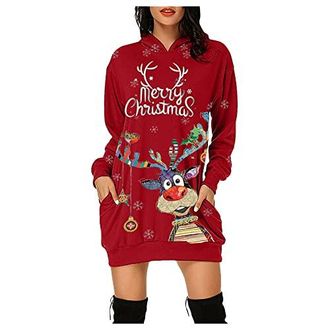 Generic Robe De No&euml;l Femme- Pull De No&euml;l Famille- Moche Sweat &Agrave; Capuche Hiver Chaude Poche &Agrave; Manches Longues Pull Noel Wapiti Pullover No&euml;l Chic Moche Sweat I