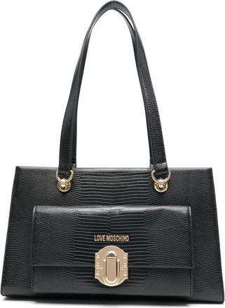 Love Moschino Handtasche mit Logo-Applikation - Schwarz