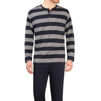 Hajo Herren Schlafanzug - Klima - Ligh, Marine/graumelan, 54