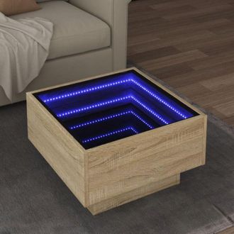 vidaXL Vidaxl - Table basse avec led ch&ecirc;ne sonoma 50x50x30 cm bois ding&eacute;nierie