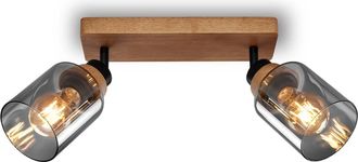 Briloner Deckenlampe, Deckenleuchte, Lampe, Rauchglas, Schwenkbar, Wohnzimmerlampe, Schlafzimmerlampe, K&uuml;chenlampe, Schwarz-Holz