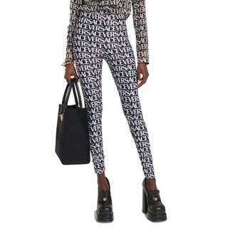 Versace Womens Black Elastane Leggings Clothing