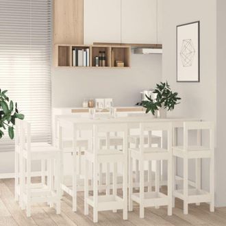 vidaXL 9-tlg. Bar-Set Wei&szlig; Massivholz Kiefer - Vidaxl