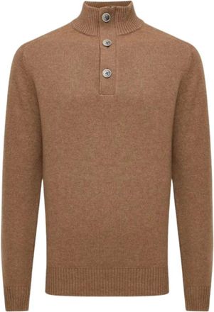 Gentiluomo Col roul zipp&eacute; boutonn&eacute; - Homme - Pulls - Brun - Taille: L