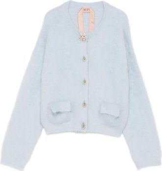 N°21 Cardigan mit verzierten Taschen - Blau