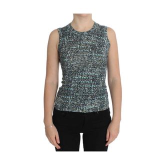 Dolce & Gabbana Femme, Pulls, Multicolore, Taille: 42 FR Gilet en Laine Bleu Pull Top