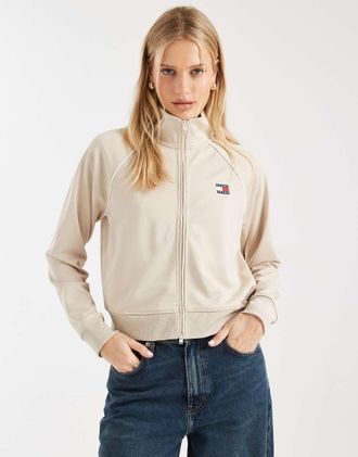 Tommy Jeans Veste de surv&ecirc;tement &agrave; &eacute;cusson logo - Beige-Neutre