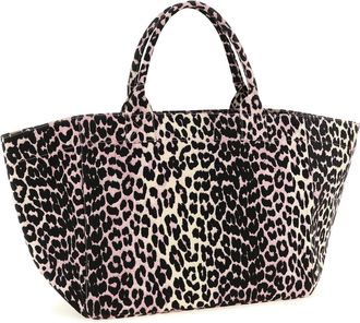 Ganni Canvas Tote Bag - Leopard