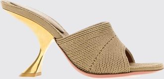 Amina Muaddi Mules Taylor en raphia &agrave; talon haut sculptural
