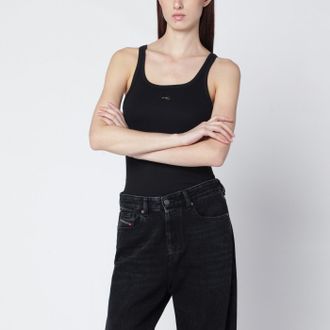Diesel T-Wife schwarzes Tanktop mit gelasertem Oval D