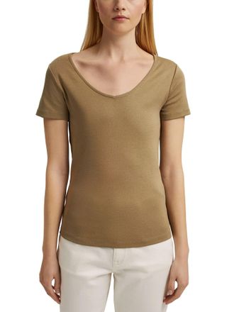 Esprit Damen 041CC1K305 T-Shirt, 345/LIGHT Khaki, S
