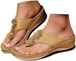 Generic Sandales orthop&eacute;diques pour femme - Tongs confortables avec soutien de la vo&ucirc;te plantaire - Sandales d&eacute;t&eacute; d&eacute;contract&eacute;es - Sandales compens&eacute;es habill&eacute;e