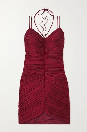 Rasario Minikleid Aus Satin Mit Raffungen - Burgunder